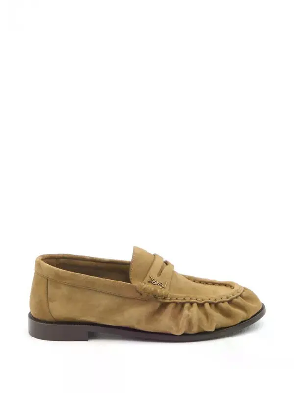 Saint Laurent Gathered Cassandre Loafers - Neutrals