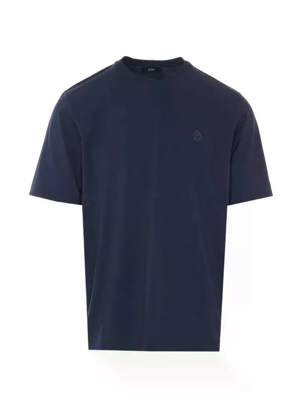 Herno Embroidered-logo Crew-neck T-shirt - Blue