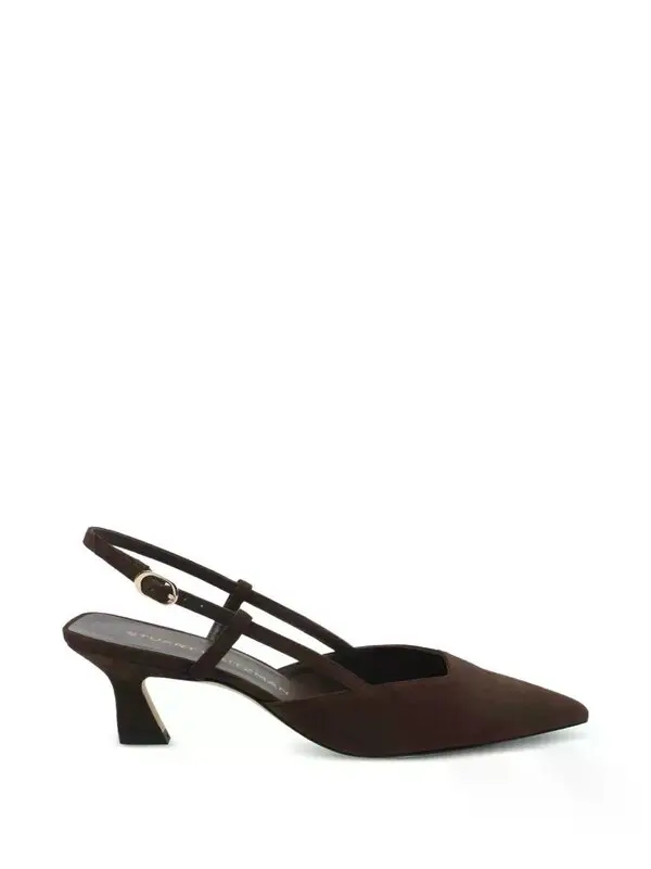 STUART WEITZMAN Vinnie Suede Slingback Pumps - Brown