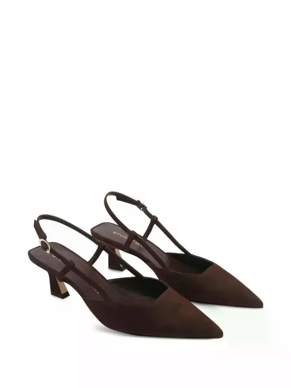 STUART WEITZMAN Vinnie Suede Slingback Pumps - Brown