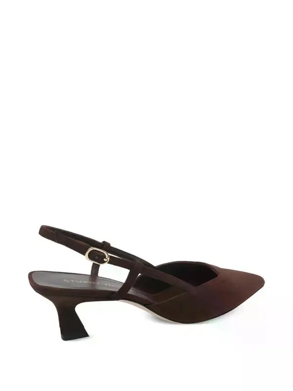 STUART WEITZMAN Vinnie Suede Slingback Pumps - Brown