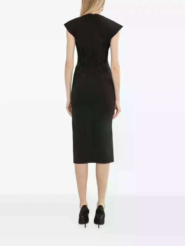 NISSA Sculpted Midi Dress - Black