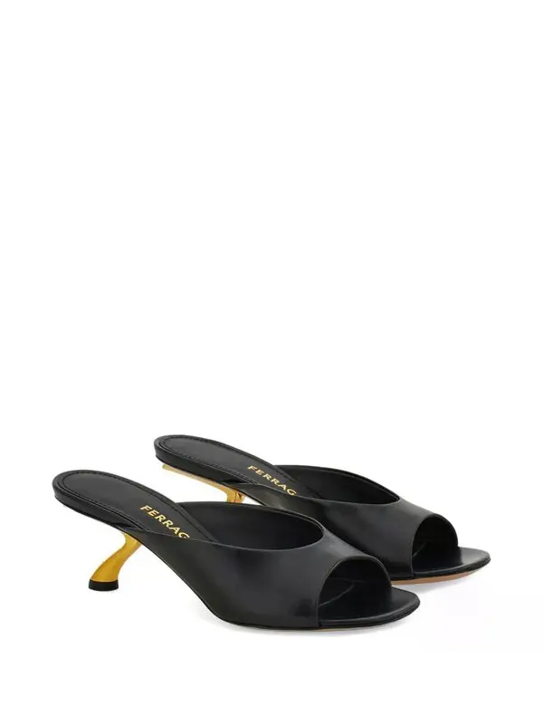FERRAGAMO S-shaped Open Toe Sandals - Black