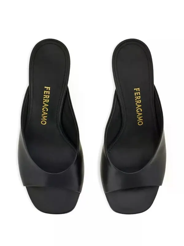 FERRAGAMO S-shaped Open Toe Sandals - Black