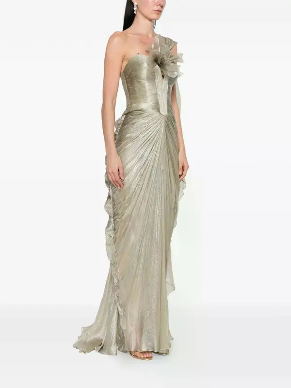 IRIS SERBAN Aria Floral One-shoulder Maxi Dress