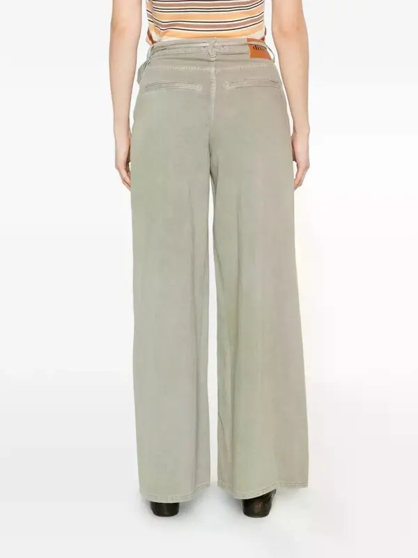 Dixie Flower Detail Wide Leg Cotton Jeans