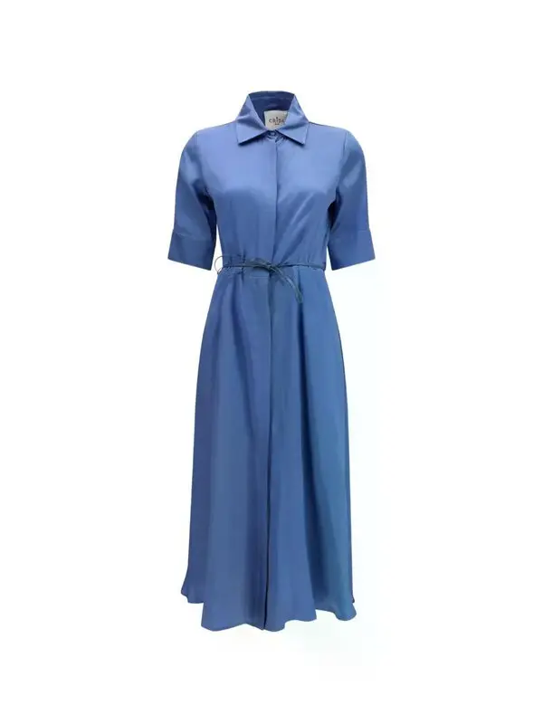 CRIDA MILANO Baldo Collared Tie-detail Midi Dress