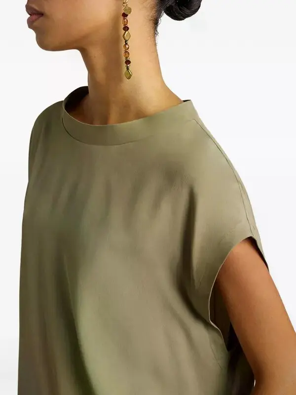 Momoni Boat-neck Sleeveless Blouse - Green