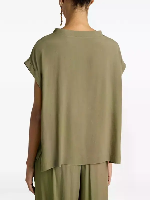 Momoni Boat-neck Sleeveless Blouse - Green