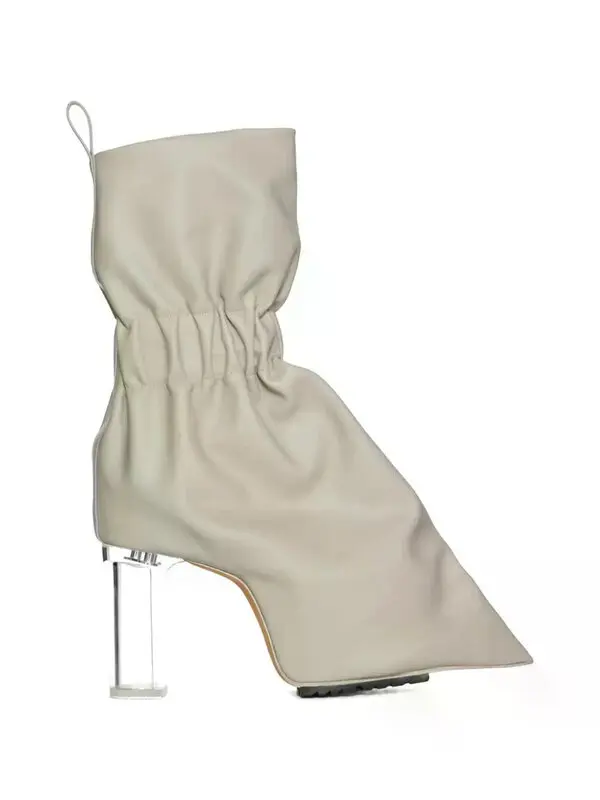 Rick Owens Gathered Leather Ankle Boots - Grey