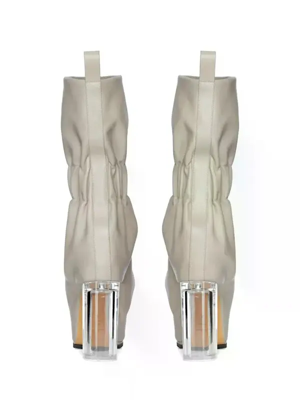 Rick Owens Gathered Leather Ankle Boots - Grey