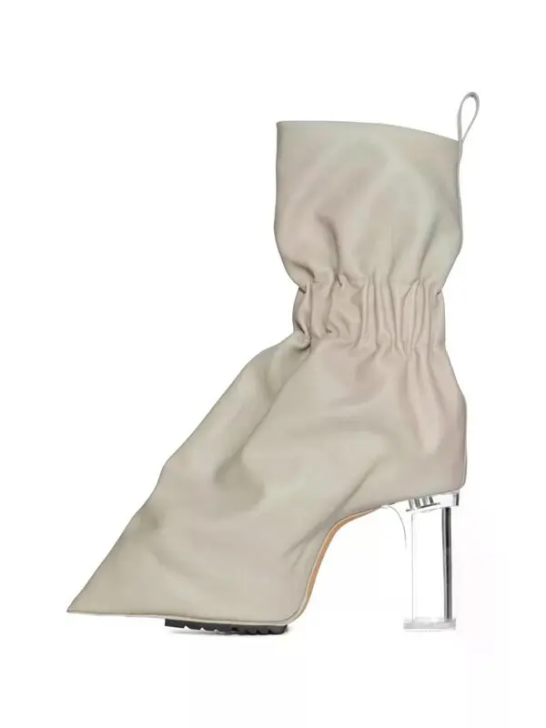 Rick Owens Gathered Leather Ankle Boots - Grey