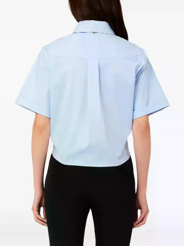Liu Jo Short Sleeve Poplin Knot Shirt - Blue