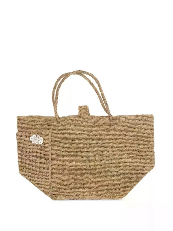 MERCIEL Raffia Appliqué Shoulder Bag