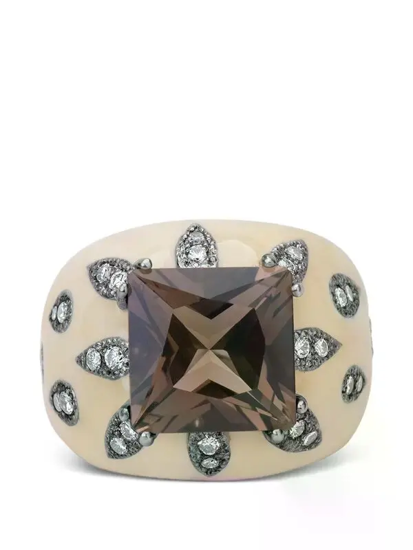 ANDREOLI Diamond And Smoky Topaz Ring - Black