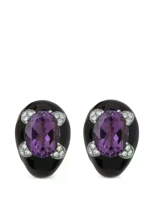 ANDREOLI Diamond Amethyst Earrings - Black