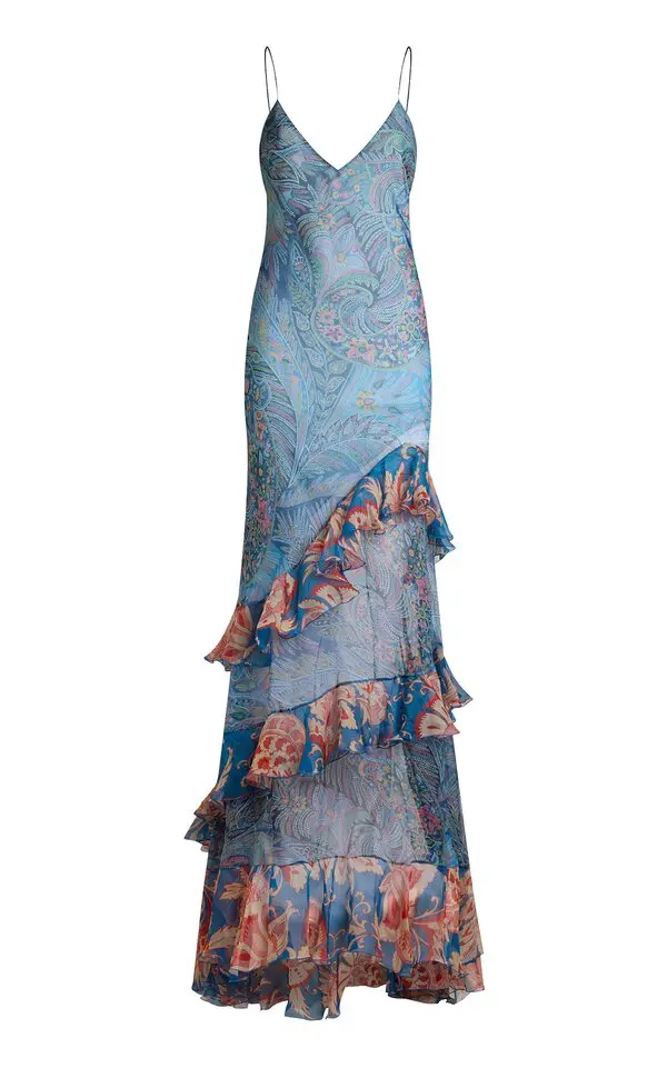 Etro Ruffled Silk Maxi Dress