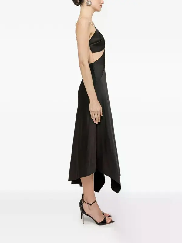 NISSA Crystal-detail Midi Dress - Black