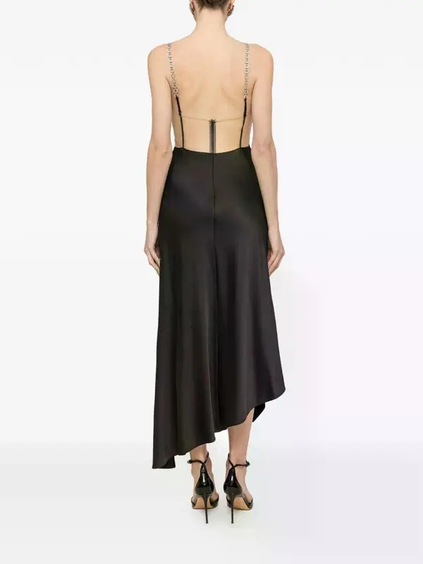 NISSA Crystal-detail Midi Dress - Black