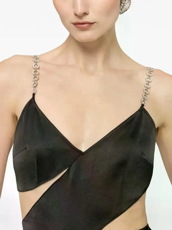 NISSA Crystal-detail Midi Dress - Black