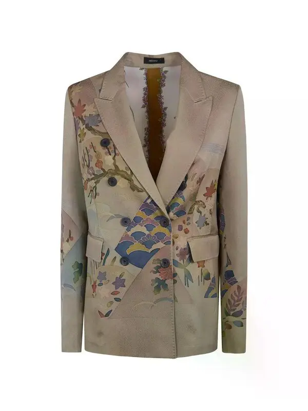 IBRIGU Floral-print Double-breasted Blazer