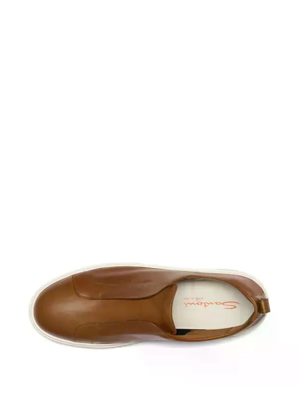 Santoni Leather Slip-on Sneakers - Brown