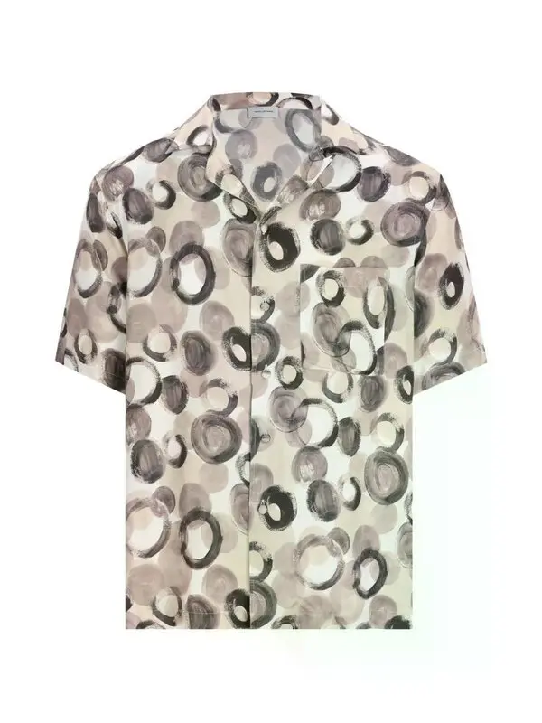Tagliatore Graphic-print Patch-pocket Shirt - Grey