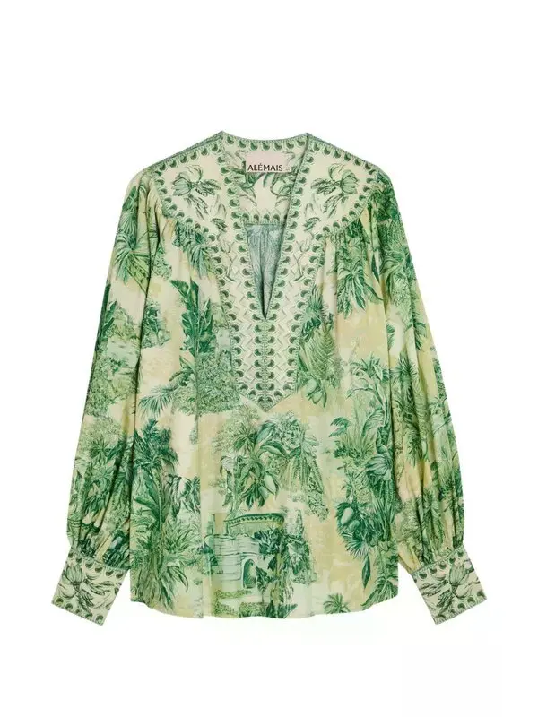 ALEMAIS Floral Print V-neck Top