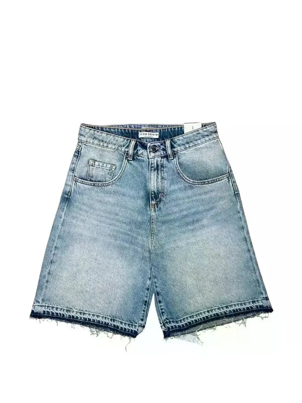 ICON DENIM LOS ANGELES Lulu Frayed Denim Shorts - Blue