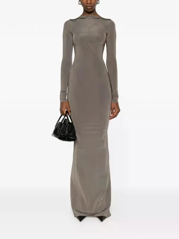 Rick Owens Temple Long-sleeve Maxi Dress - Grey