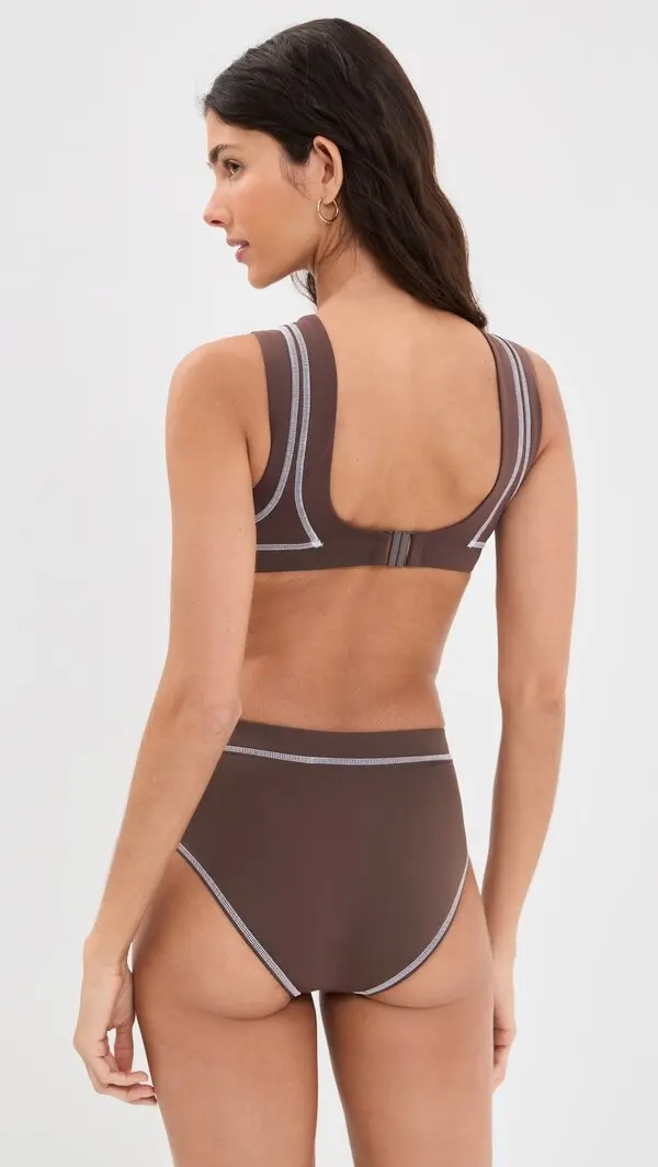 Staud One Piece With Cut Out And Contrast Stitching - Java