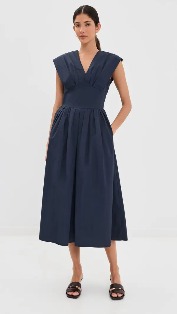Rosie Assoulin In Full Bloom Midi Dress - Navy