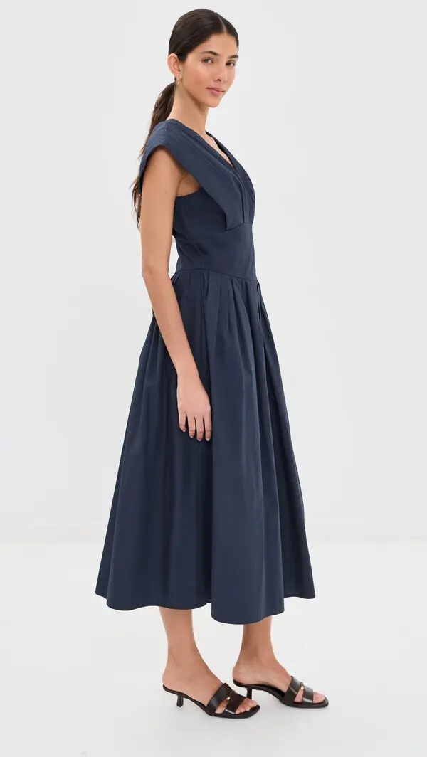 in full bloom midi dress navy cotton midi dress Navy In Full Bloom Dress