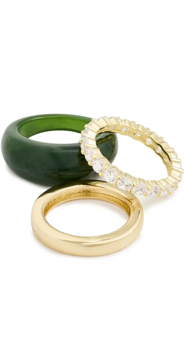 Shashi Jacques Pave Ring Set - Gold