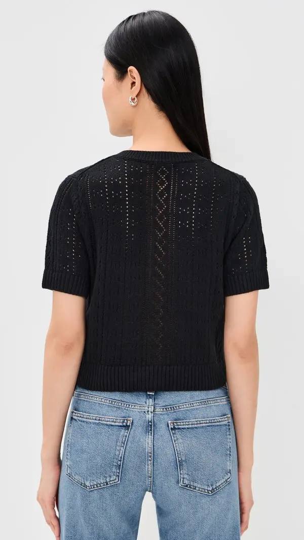 ALEX MILL Elle Pointelle Knit Cardigan - Black