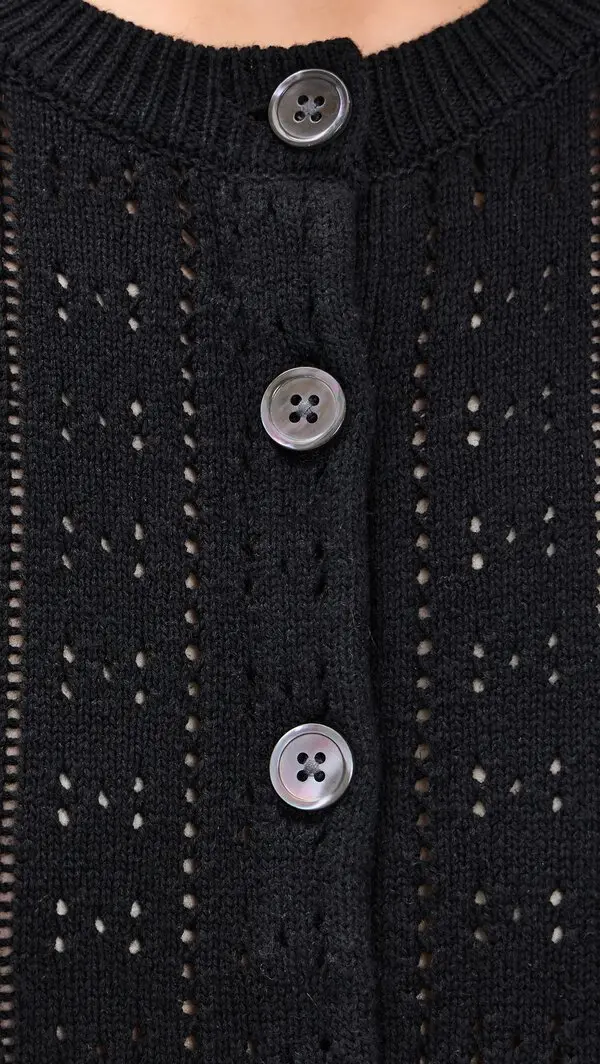 ALEX MILL Elle Pointelle Knit Cardigan - Black