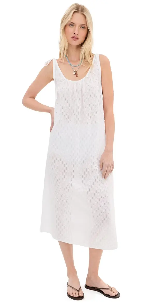 LE BOP Skylar Eyelet Maxi Dress - White