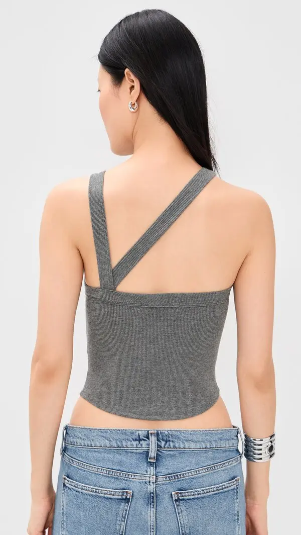 THE LINE BY K Ximeno Ribbed Tank Top - Grey