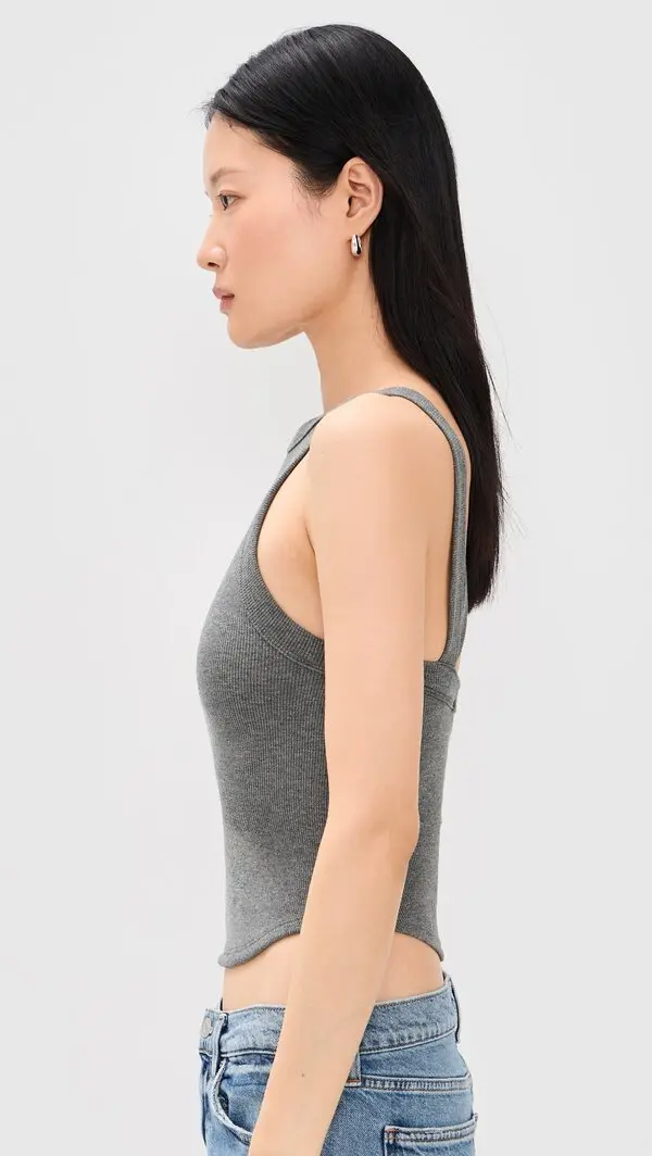 THE LINE BY K Ximeno Ribbed Tank Top - Grey