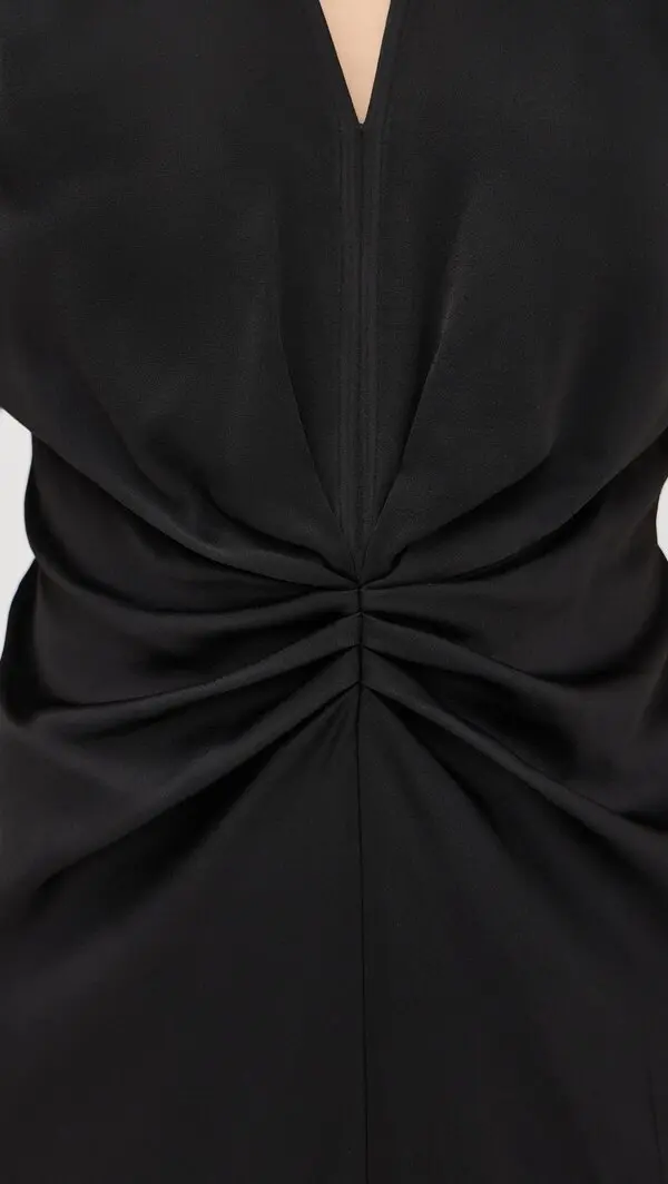 Victoria Beckham Eve Midi Dress With Ruched And Pleated Details - Black