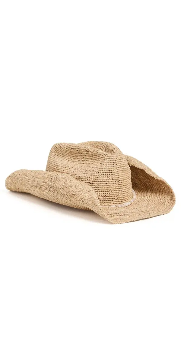 Hat Attack Raffia Crochet Cowboy Hat - Natural/neutral Bead