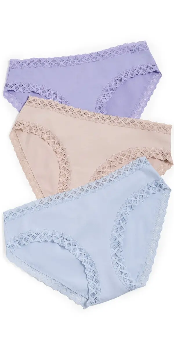 Natori Bliss Brief 3-pack - Violet Tulip/lt Mocha/blue Mst