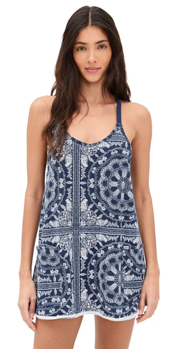 Free People Hot Shot Bandana Print Mini Dress - Bandana Navy Combo