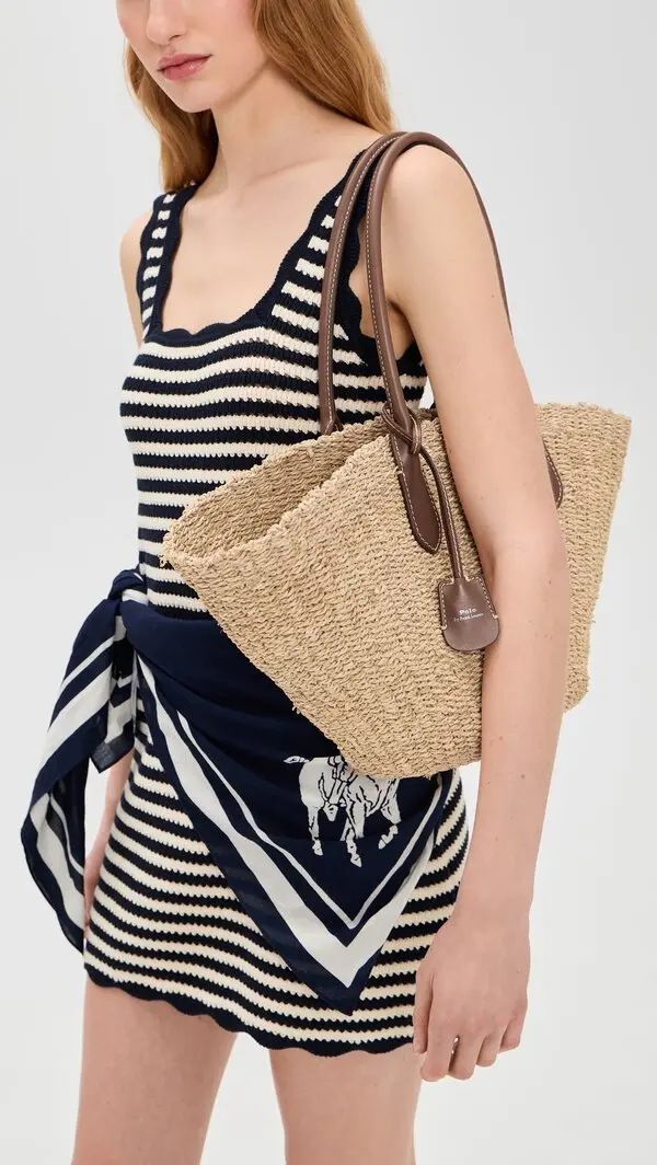 Polo Ralph Lauren Raffia Basket Tote - Natural/cuoio