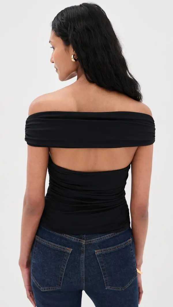 Susana Monaco Off-shoulder V-wire Ruched Top - Black