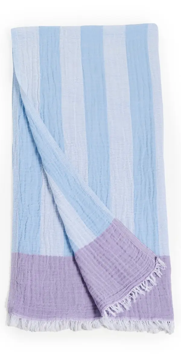 Hat Attack Stripe Turkish Towel - Pale Blue/cream/lilac
