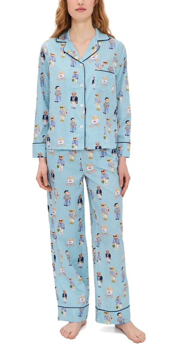 Polo Ralph Lauren Allover Bear Madison Pajama Set - Aqua Mist Bear