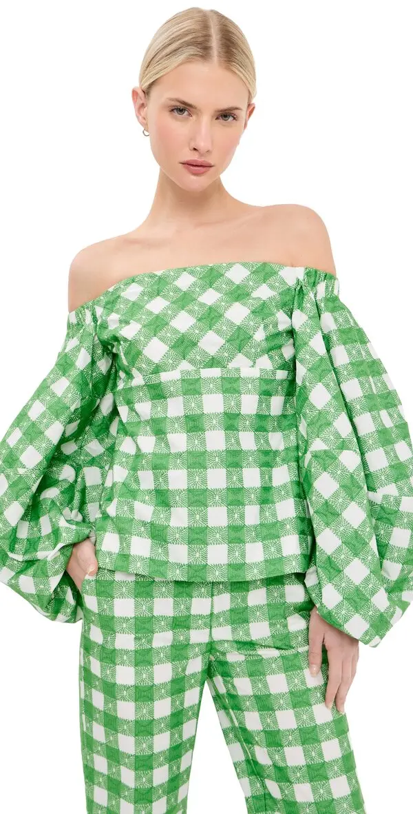 Rosie Assoulin Empire Balloon Top - Grass Green