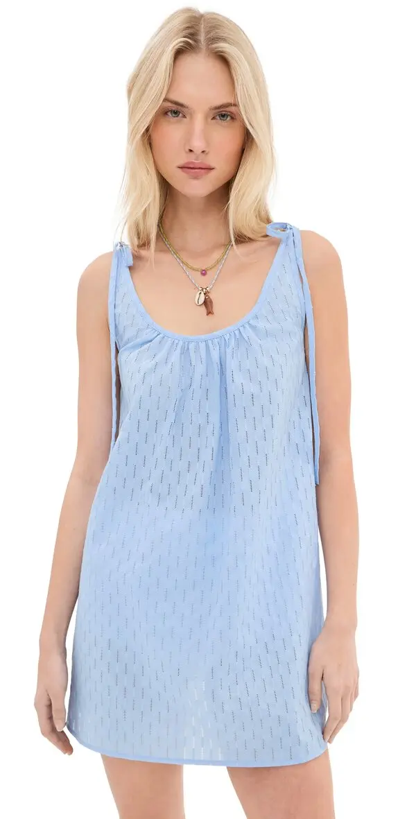 LE BOP Skylar Eyelet Mini Dress - Blue