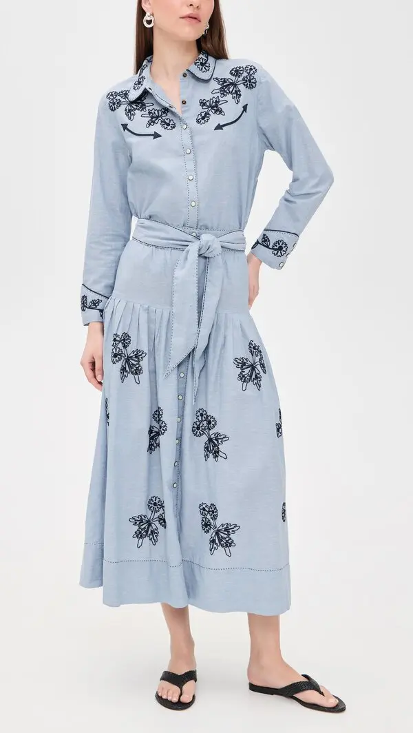 The Great. X Stetson Embroidered Highland Women Skirt - Chambray
